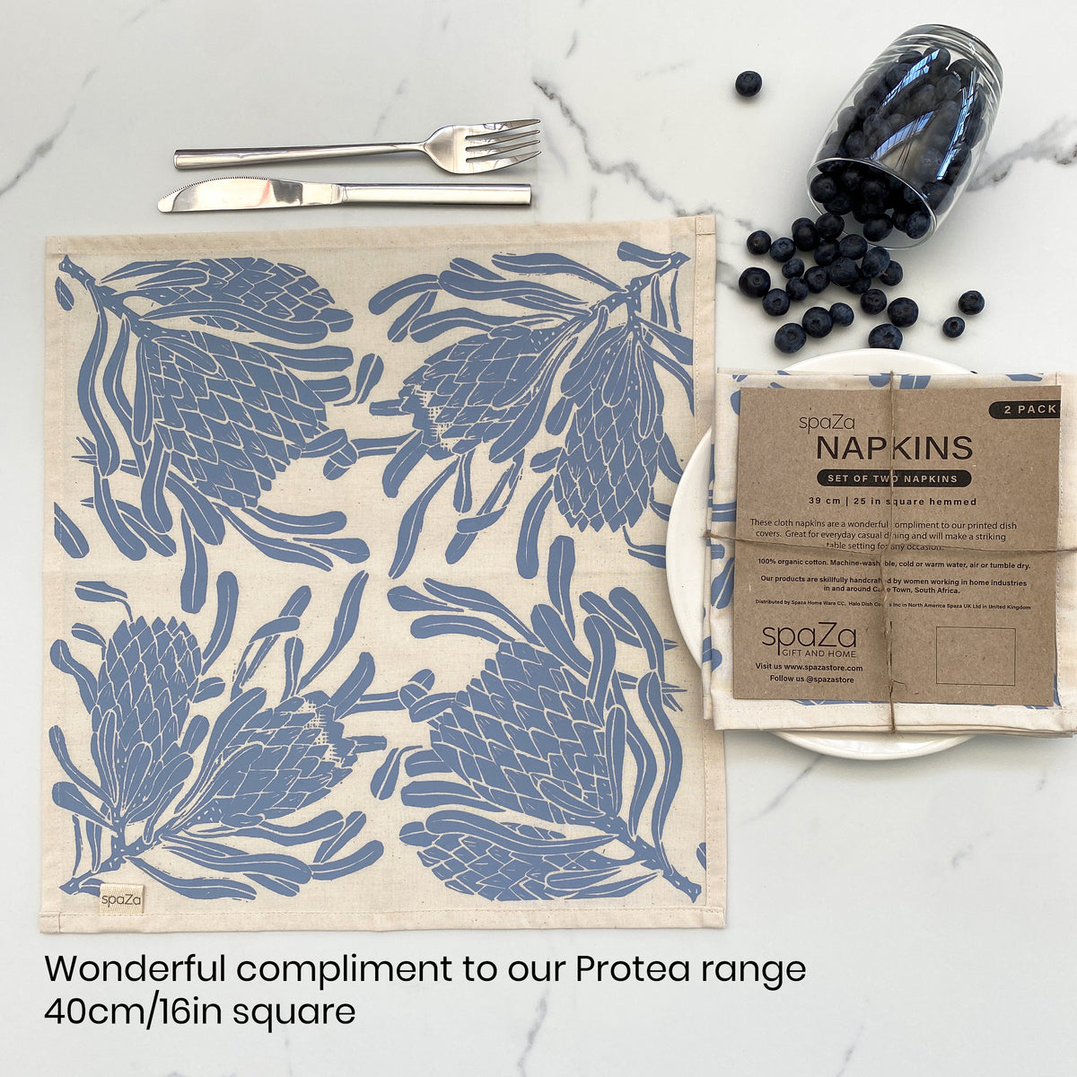 Cotton Table Napkins Protea Print | cloth table decor, table setting s ...